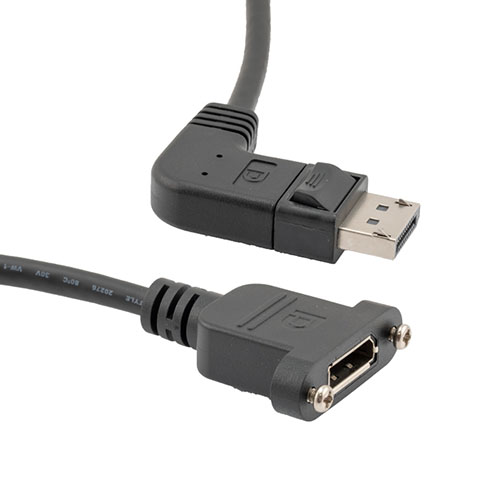 Displayport直角公头至Displayport面板安装式母头，长度0.2米 - DPA00001-020I