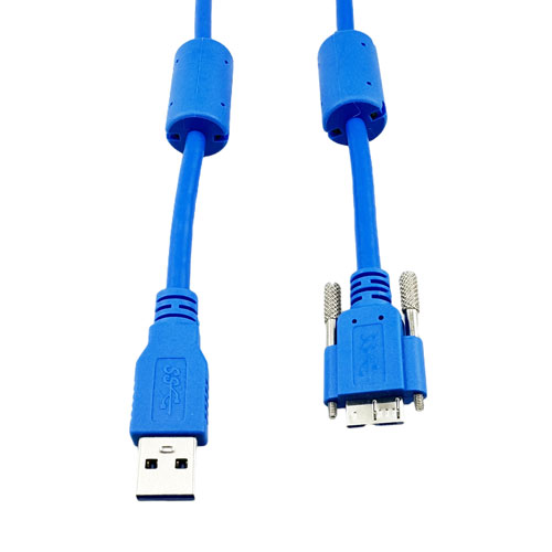 USB 3.0线缆，A型/带翼形螺丝MicroB型，带铁氧体，1.5米