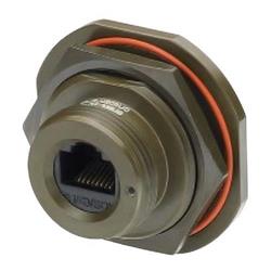 超5类RJ45插座，加固型D38999防松螺母，锌镍抛光 - ECRJ0203U00